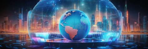 futuristic digital infographic holographic globe interactive graphs