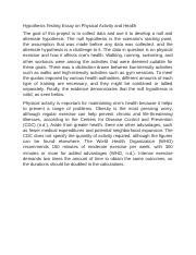 Hypothesis Testing Essay On Physical Activity And Health Docx Hypothesis Testing Essay On