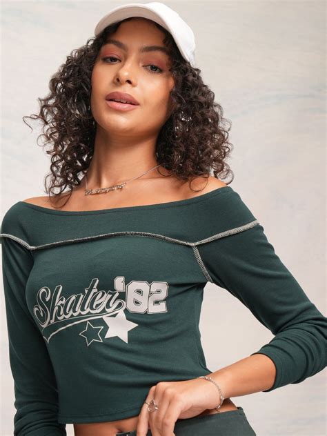 Buy Tokyo Talkies Women Typography Bardot Crop Top Tops For Women