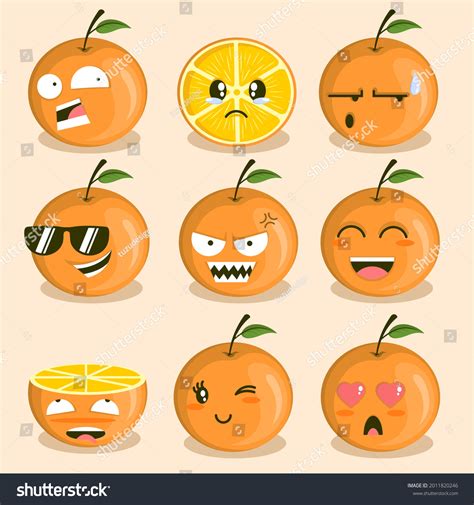 Cute Cartoon Orange Fruit Illustration Vector Stock Vector Royalty