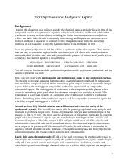 Synthesis And Analysis Of Aspirin Lab Experiment Overview Course Hero