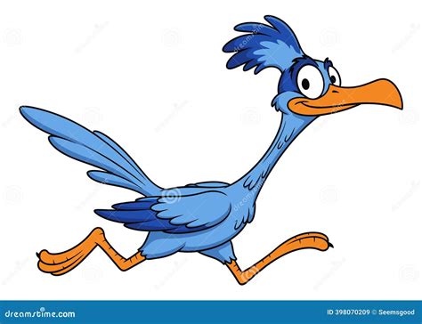 Cartoon Roadrunner Illustration In Bright Colors On White Background