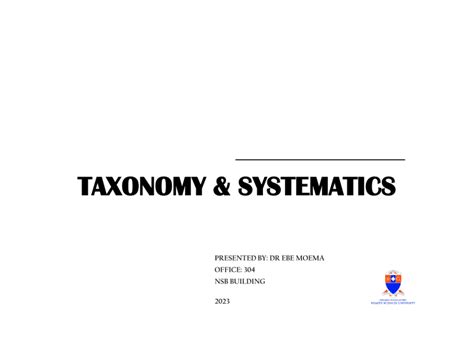 Taxonomy Systematics Presentation