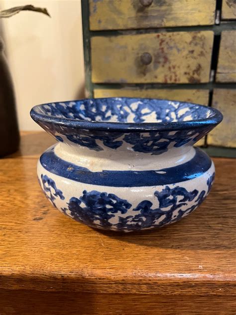 Small Antique Cobalt Blue Cuspidor Etsy