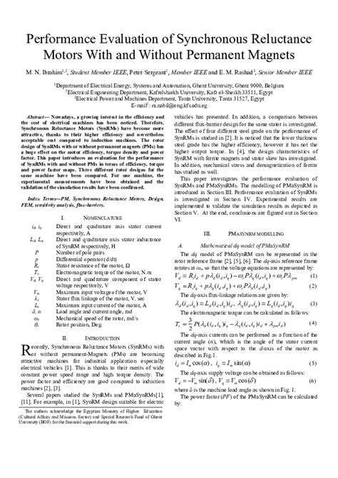 Pdf Performance Evaluation Of Synchronous Reluctance Motors With And Without Permanent Magnets