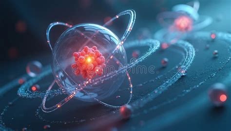 Schematic 3d Model Of Atom Nucleus Center Electrons Orbiting Around Science Education