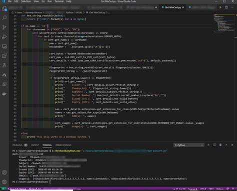 accessing the windows certificate store using python darrenjrobinson