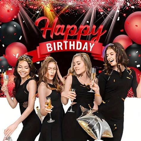 1pc Happy Birthday Backdrop Red Glitter Balloons For Women Photography