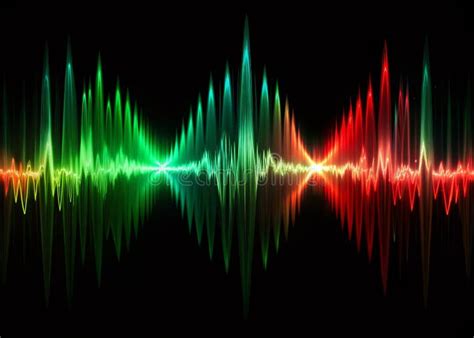 Abstract Red And Green Audio Waveform Aerial View A Striking Visual Representation Of Sound