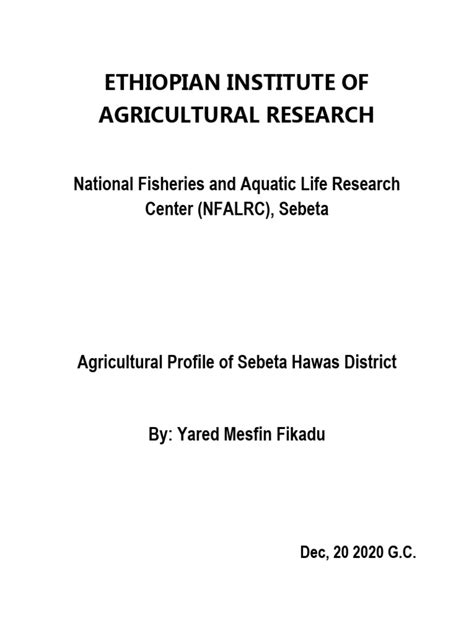 Profile Of Sebeta Hawas Woreda Full Report Pdf Agriculture Sowing