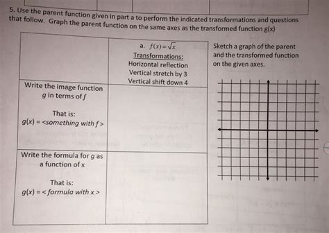 Solved Parent Function Given In Part A To Perform The Chegg