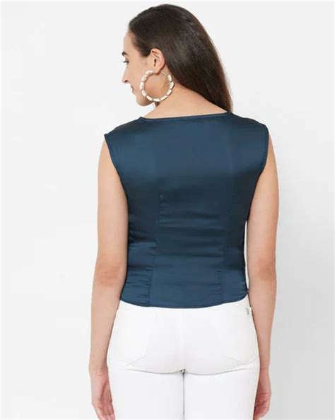 Papa Brands Women Navy Polyester Top Jiomart