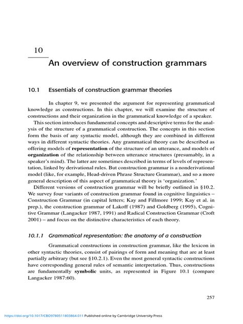 An Overview Of Construction Grammars Pdf Syntax Subject Grammar
