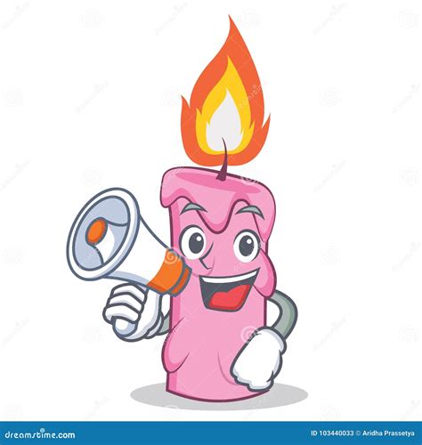 With Megaphone Candle Character Cartoon Style Stock Vector