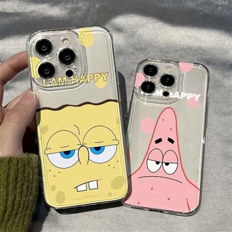 Couple Cartoon Spongebob Shockproof Case Hp Iphone 16 Plus 16 Pro Max 11 Pro Max 13 Pro Max 15