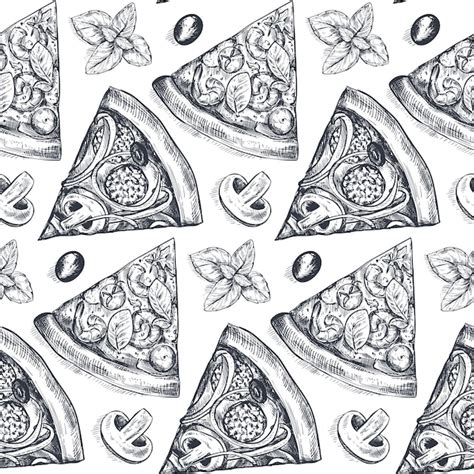 Premium Vector Vector Seamless Pattern With Hand Drawn Vector Pizza