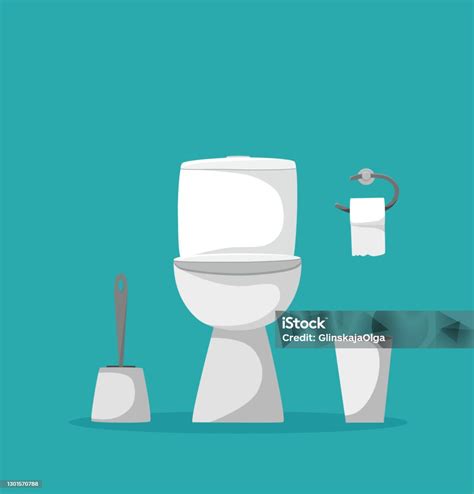 Toalett Tecknad Vektor Illustration Vit Keramik Wc Skylt Med