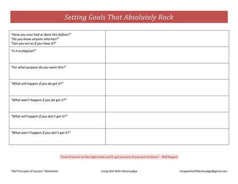 Nlp Principles Of Success And Fibromyalgia Worksheet Pdf