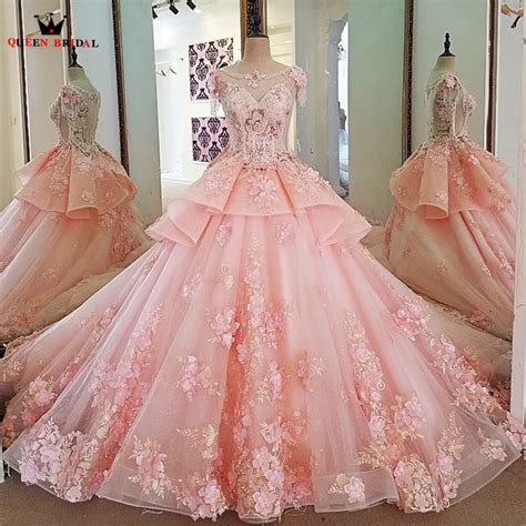 Queen Bridal Evening Dresses Ball Gown Fluffy Beaded Sequins Luxury