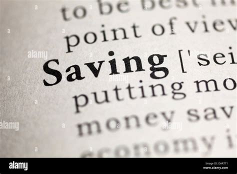 Fake Dictionary Dictionary Definition Of The Word Saving Stock Photo Alamy