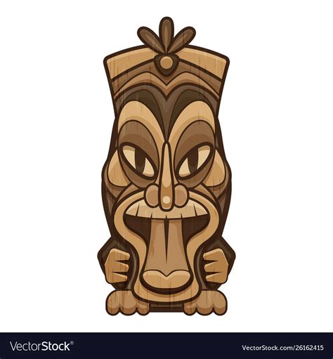 Exotic Tiki Idol Icon Cartoon Style Royalty Free Vector