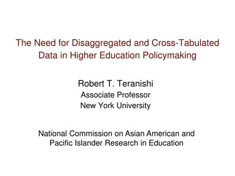 Ppt The Need For Disaggregated And Cross Tabulated Data In Higher Education Policymaking