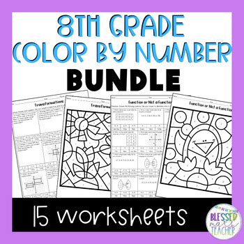 8th Grade Math Seasonal Coloring Worksheets Printable Activities Bundle