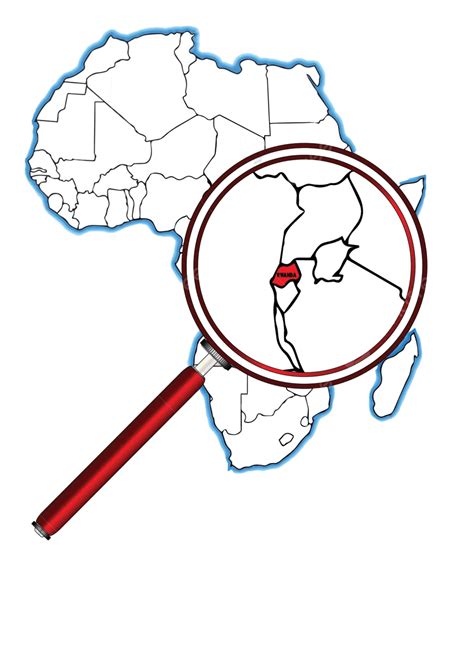 Rwanda Under A Magnifying Glass Borders Nobody Map Vector Borders