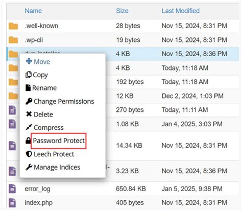 ایجاد رمز عبور برای پوشه در Cpanel راست چین کلود