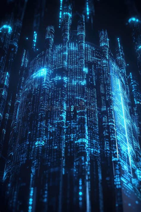 Digital Fortress With Binary Code Representing Advanced Cybersecurity Measures For Technology