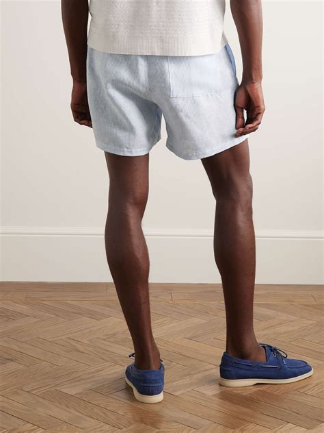 Loro Piana Arizona Straight Leg Striped Linen Drawstring Bermuda Shorts