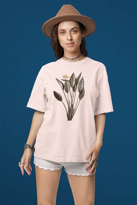 Oversized Tee Vintage Flowered T Shirt Unisex Dropshoulder Tee Bird Of