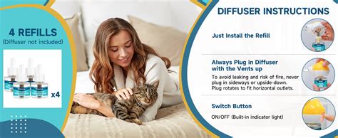 Woyamay Cat Calming Diffuser Refills 4 Pack Cat Pheromones Calming Diffuser For