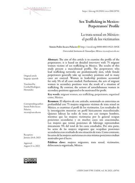 Pdf Sex Trafficking In Mexico Perpetrators Profile