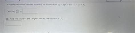 Solved Consider The Curve Defined Implicitly By The Equation