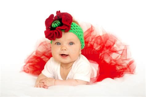 Princesa Preciosa Del Bebé En Vestido Rojo Del Tutú Foto de archivo Imagen de parto sano