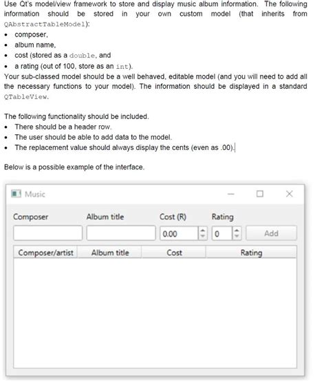 Solved Use Qts Modelview Framework To Store And Display