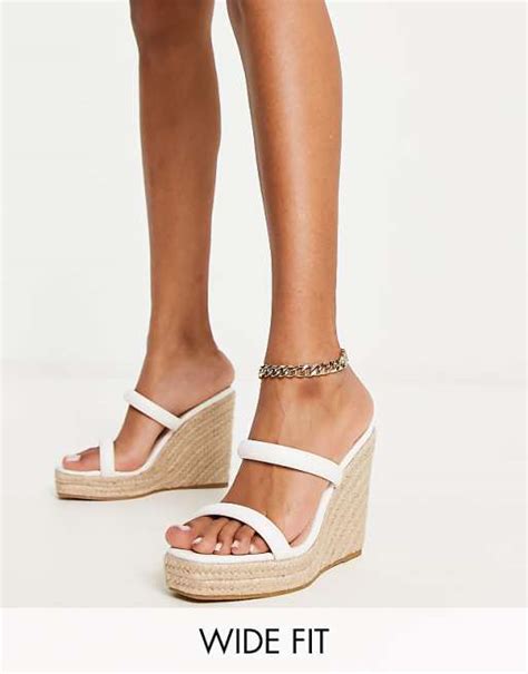 Glamorous Wide Fit Sandali Con Zeppa Stile Espadrilles A Pianta Larga