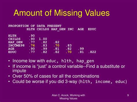 Ppt Working With Missing Values Powerpoint Presentation Free