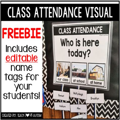 Class Attendance Visual Freebie Teach Love Autism