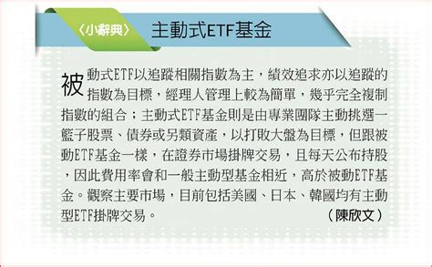 跟進國際 主動式etf明年擬開放 日報 工商時報