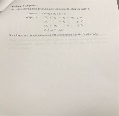 solved problem 6 20 points solve the following linear