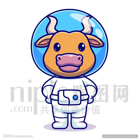可爱卡通宇航员公牛设计图 卡通设计 广告设计 设计图库 昵图网
