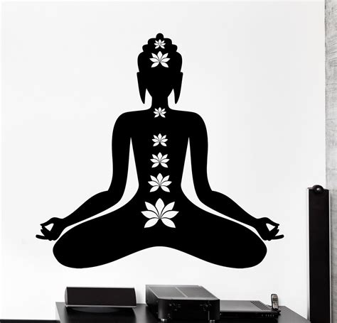 Wall Vinyl Decal Buddha Buddhism Lotus Om Zen Meditation Home Decor Un