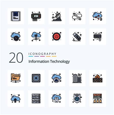 20 Information Technology Line Filled Color Icon Pack Like Cloud