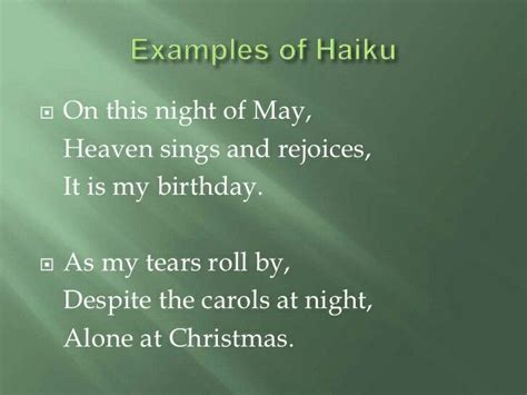 Examples Of Haiku