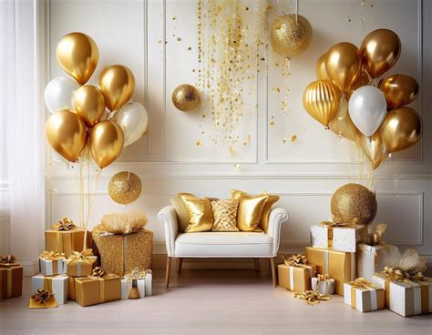 Elegant Golden Balloon Happy Birthday Celebration Card Banner Template