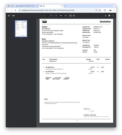 Export Quotation Eastbook