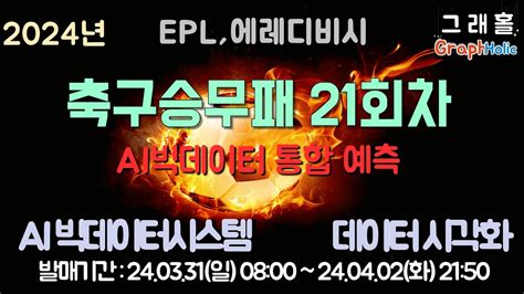 축구 승무패 21회차 Ai빅데이터 통합 예측 Youtube