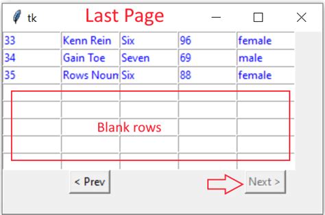 Paging Of Records By Using Sqlite Database In Tkinter Window